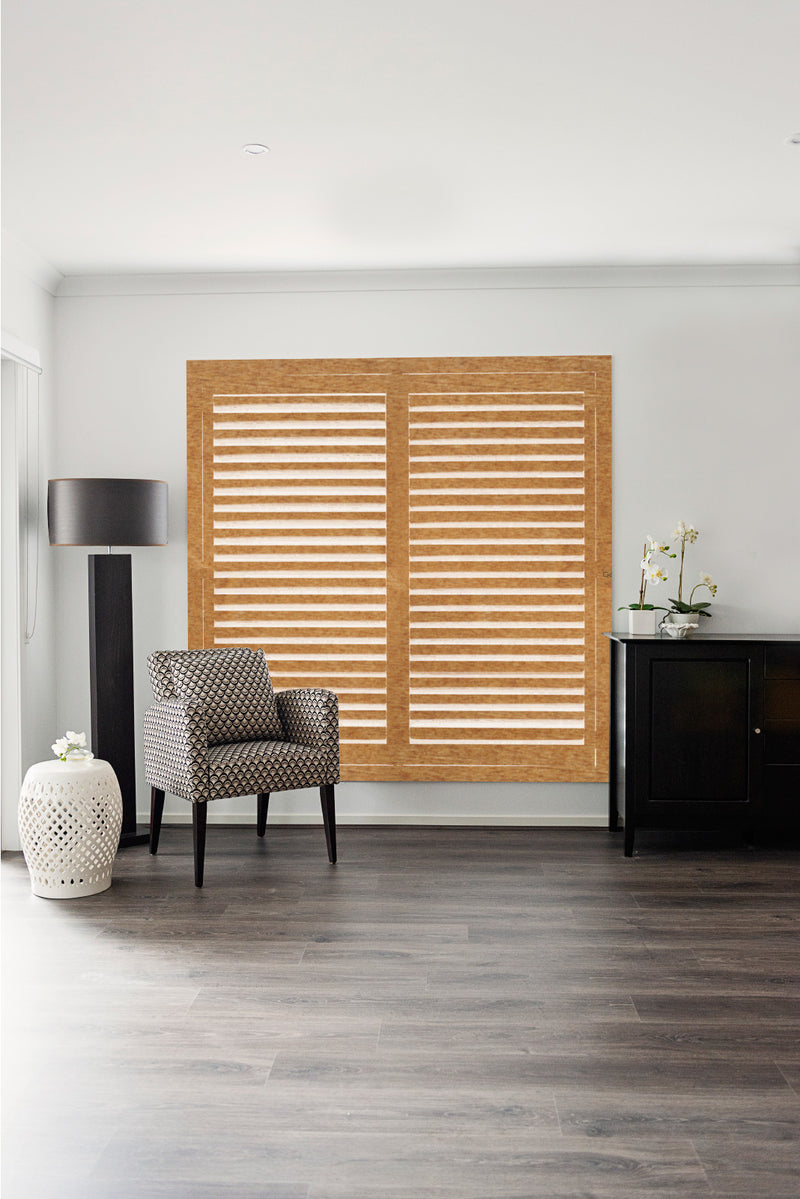 Golden Oak Stain Timber Plantation Shutters - Forever Blinds