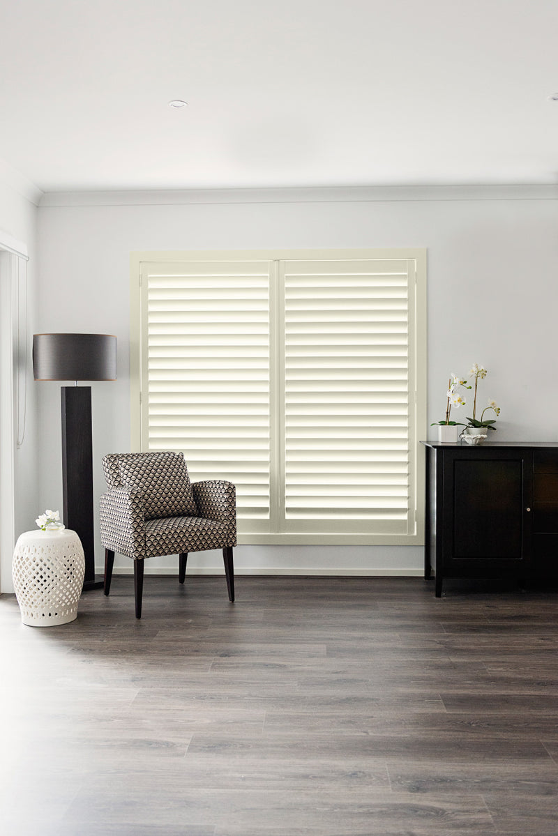 Ivory Hybrid Timber & PVC Plantation Shutters - Forever Blinds