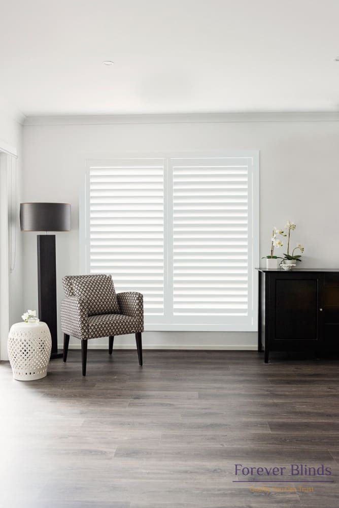 Surfmist Grey Aluminium Plantation Shutters - Forever Blinds