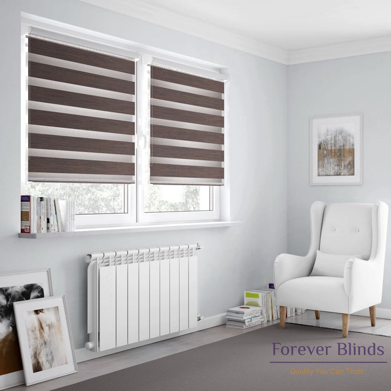Wood Walnut Brown Zebra Blinds Online - Forever Blinds